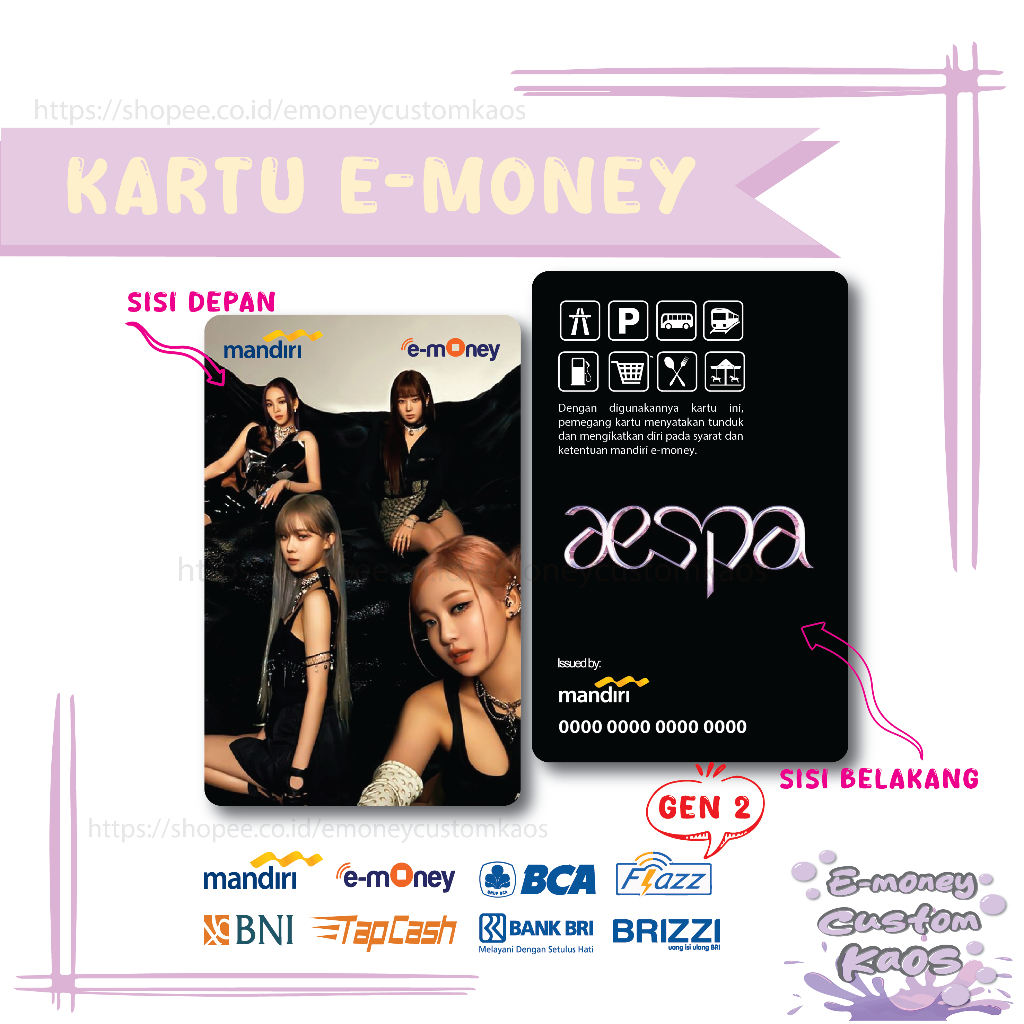 Jual KARTU EMONEY AESPA K-POP MANDIRI FLAZZ BCA GEN 2 BNI TAPCASH BRIZZI BRI KARINA GISELLE ...
