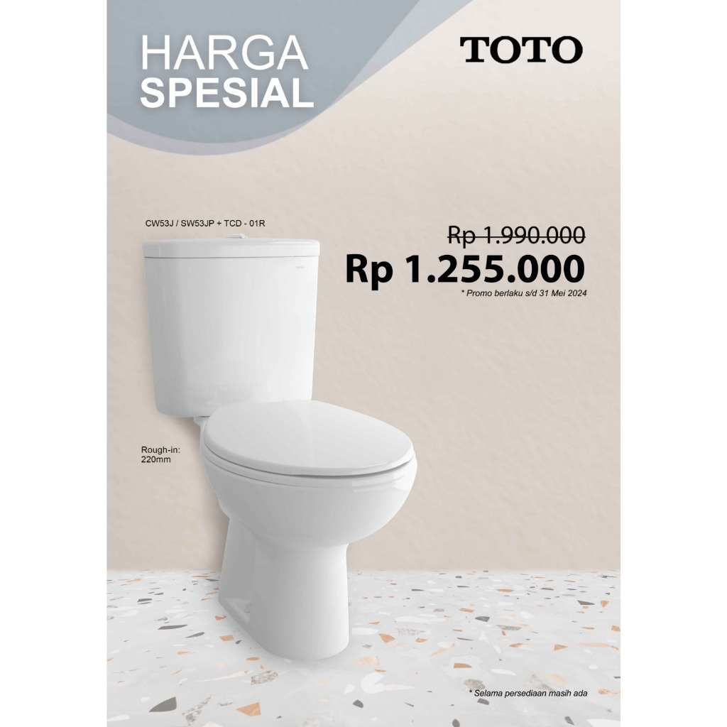 Jual Kloset Duduk TOTO CW53J / SW53JP + Tutup TCD-01R | Shopee Indonesia