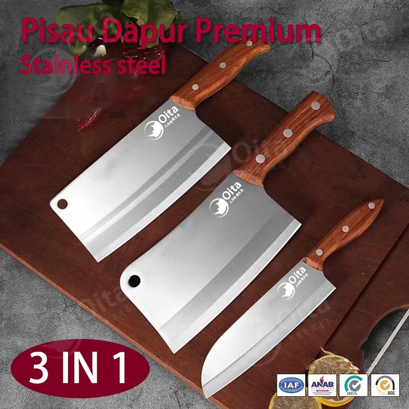 Jual Oita Set 3 PCS Pisau Premium Dapur Lengkap Pisau Daging Tulang ...