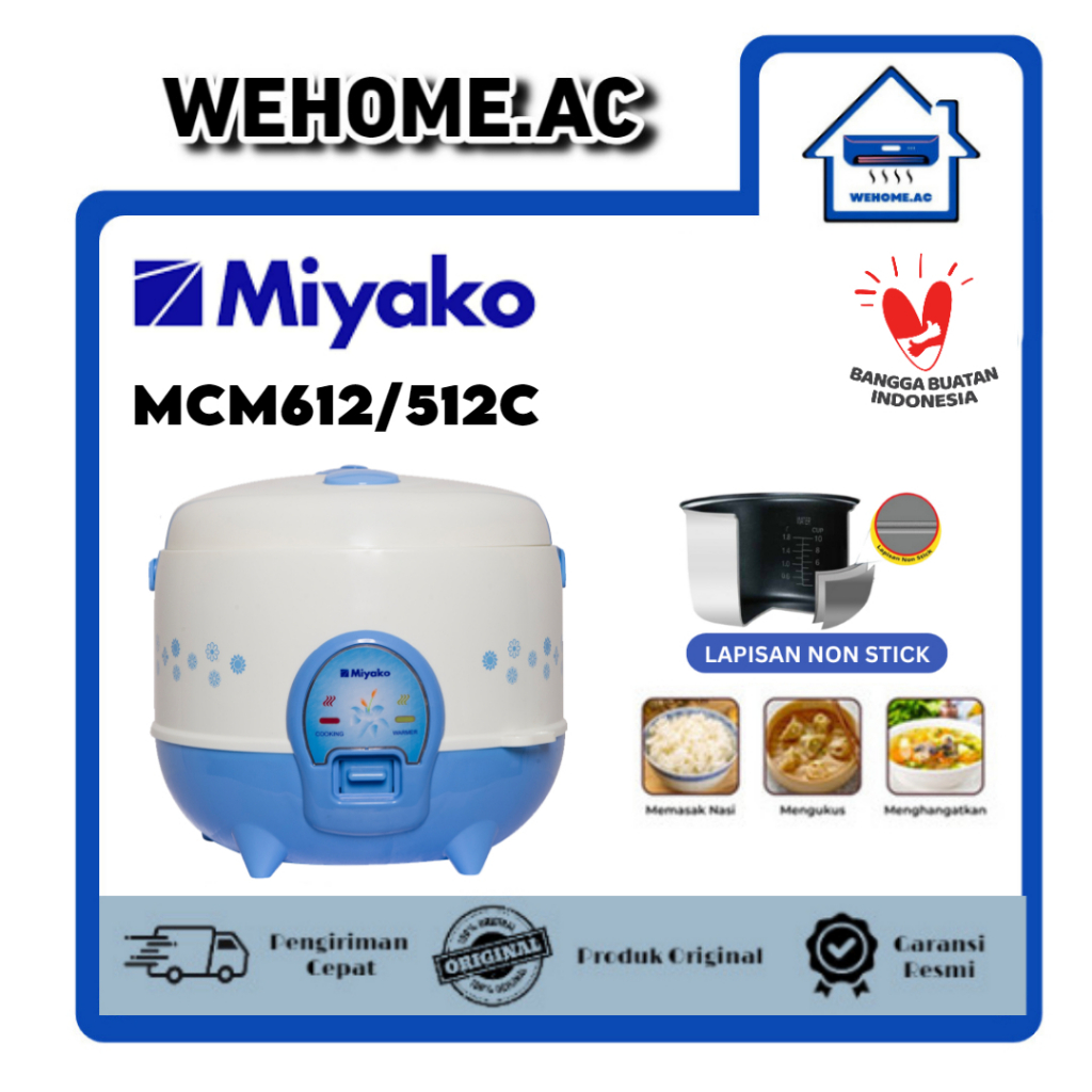 Jual Rice Cooker Miyako MCM512 / 612C Magic Com Miyako 1,2 Liter ...