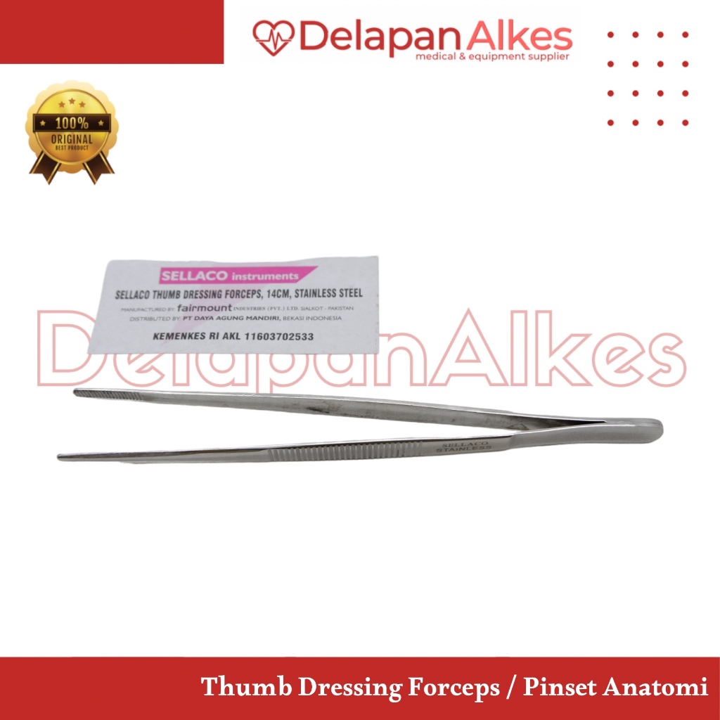 Jual Pinset Anatomi 14 cm / Pinset Anatomis / Thumb Dressing Forceps ...