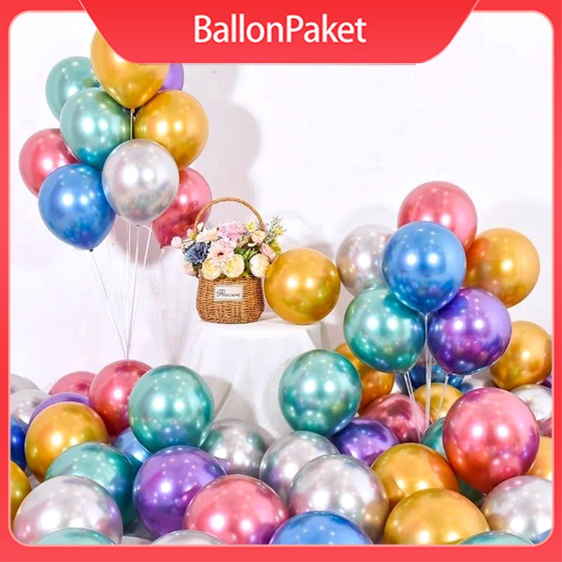 Jual Balon Latex Chrome Double Metalik 12 inch 1 Pack Balon Pesta Balon ...