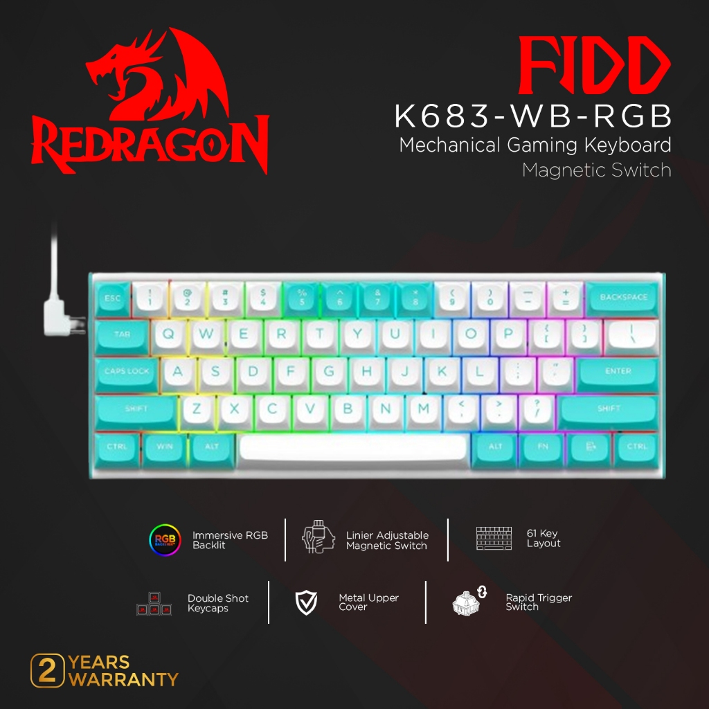 Jual Redragon Mechanical Gaming Keyboard Magnetic Switch FIDD - K683-WB-RGB | Shopee Indonesia