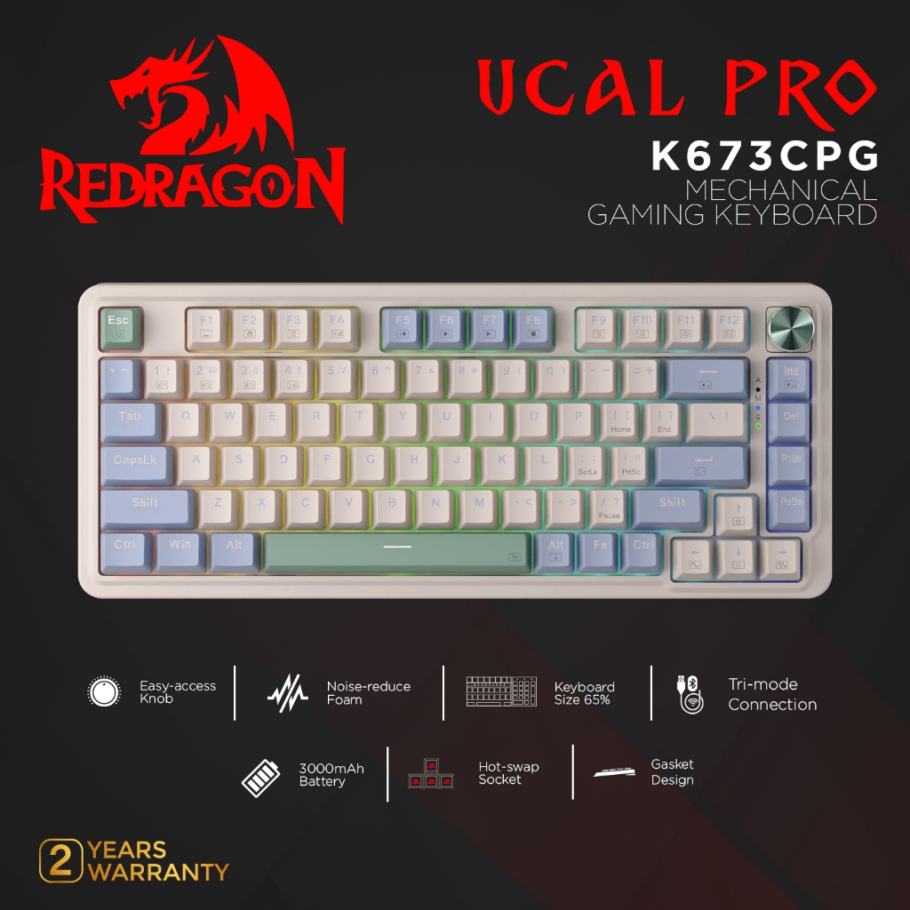 Jual Redragon Mechanical Gaming Keyboard Triple Mode RGB UCAL PRO ...