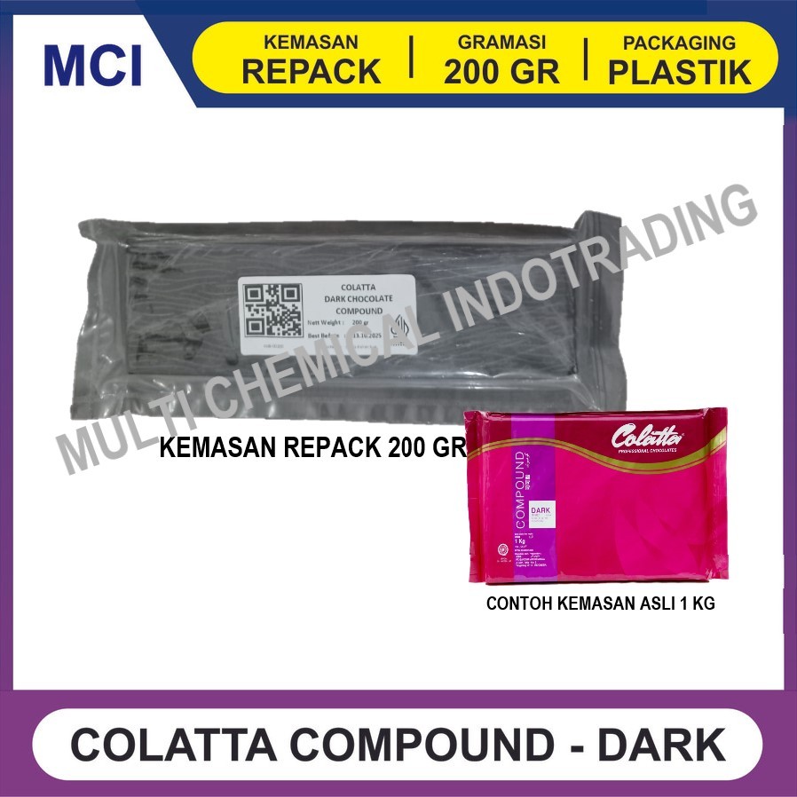 Jual COLATTA DARK CHOCOLATE COMPOUND REPACK 200 GR | Shopee Indonesia