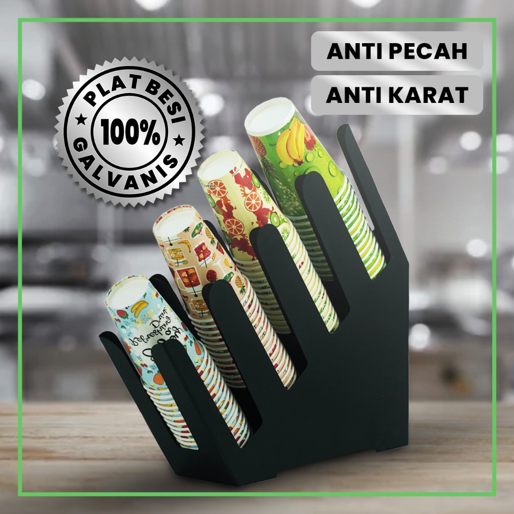 Jual Rak Cup Dispenser Paper Cup Organizer PLAT BESI GALVANIS 4 Slot ...
