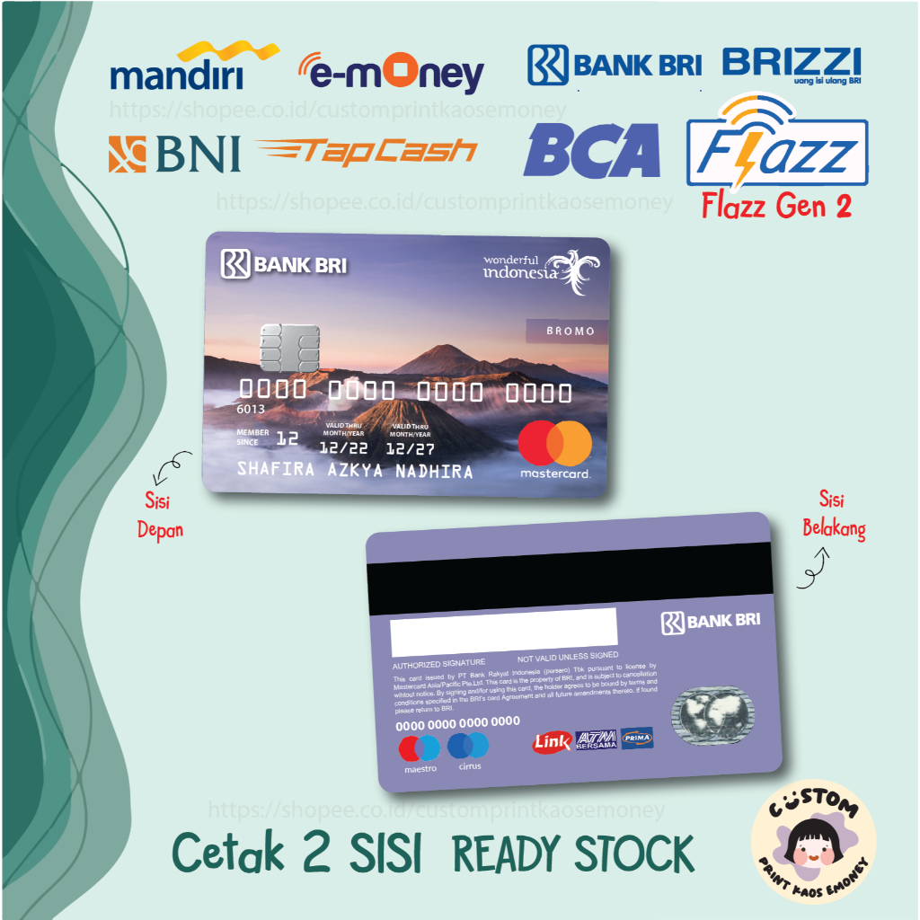 Jual KARTU E MONEY E TOLL KREDIT CARD BANK BRI WONDERFUL INDONESIA CARD ...