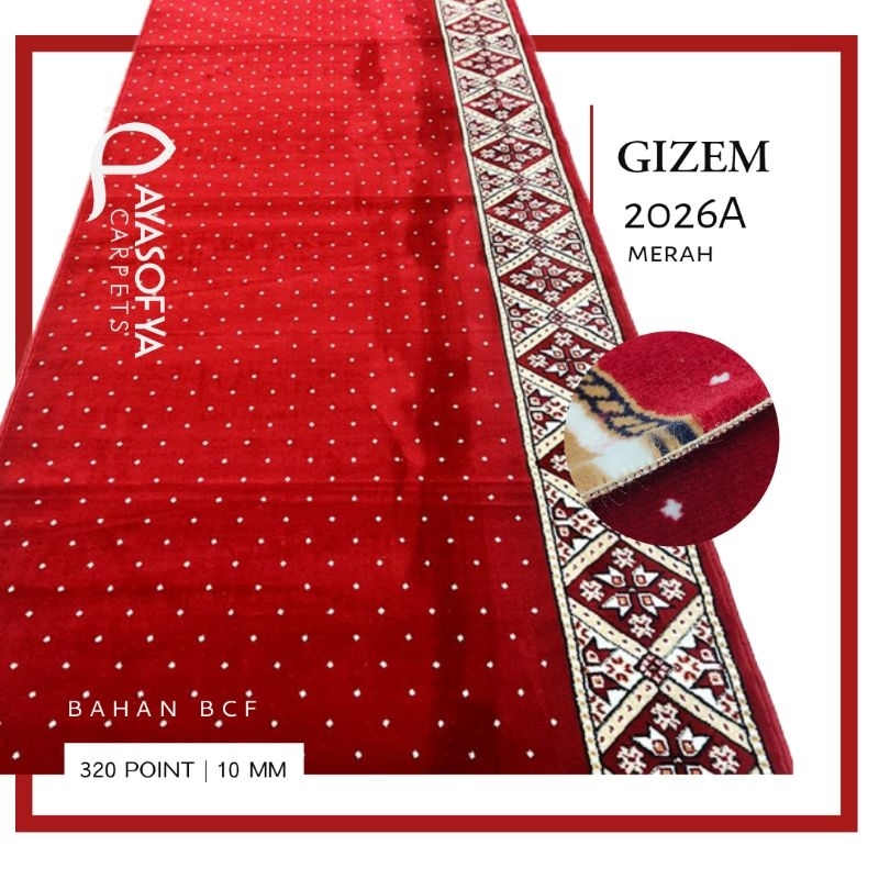 Jual Karpet Masjid Turki Tebal Meteran Roll Gizem 2026A Merah Bintik ...
