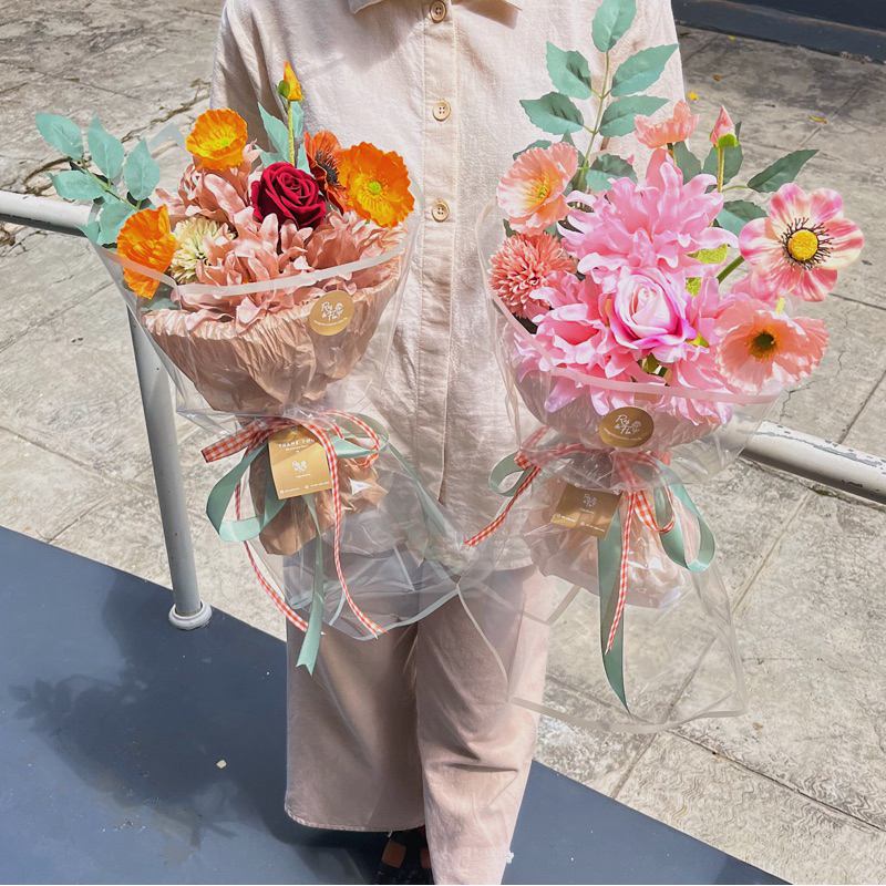 Jual Round Korean Bouquet Artificial Flower Bunga Palsu Buket Bucket ...