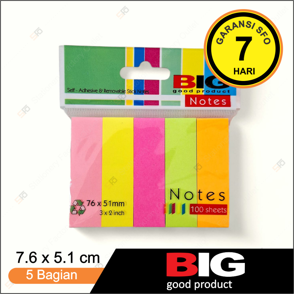 Jual Sticky Notes Big 76mm x 51mm - 5 baris | Shopee Indonesia