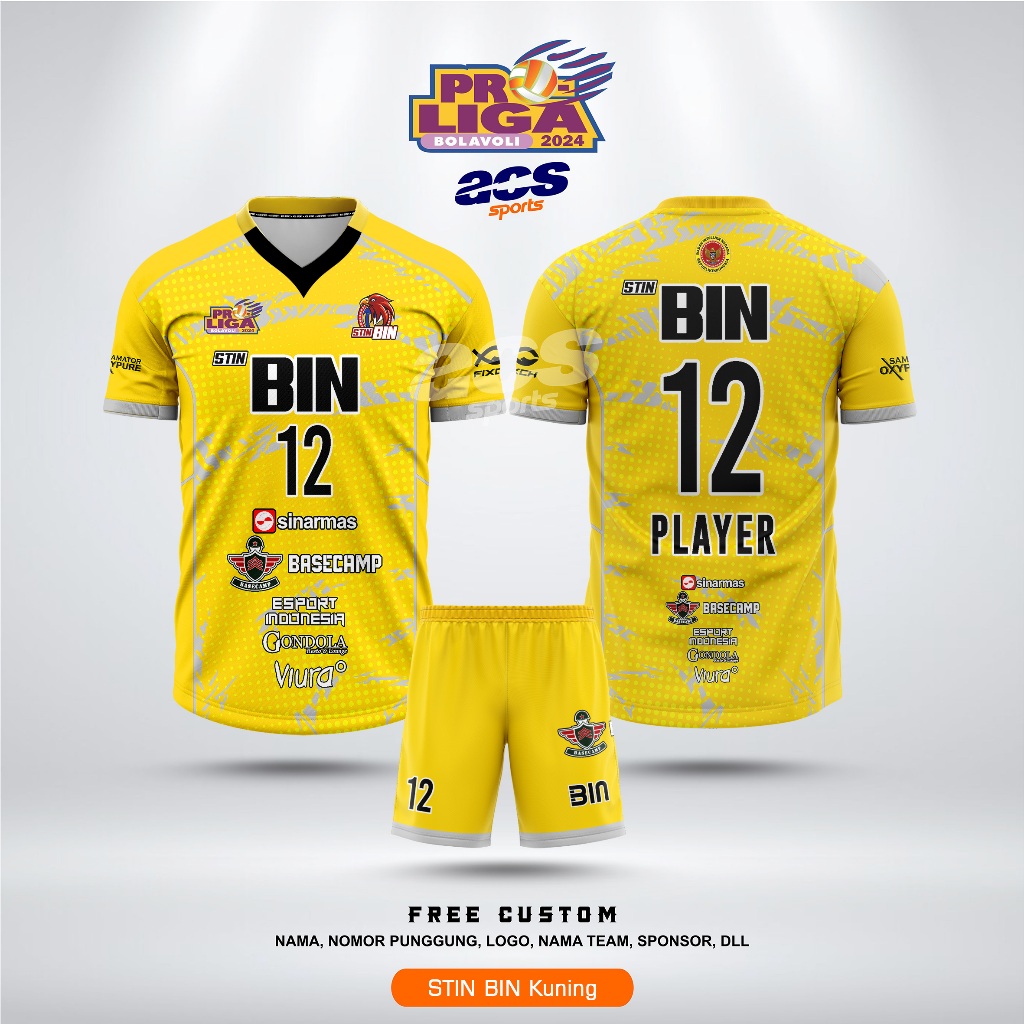 Jual Jersey STIN BIN Kuning Proliga 2024 (Free Nama, No Punggung, dll) | Shopee Indonesia
