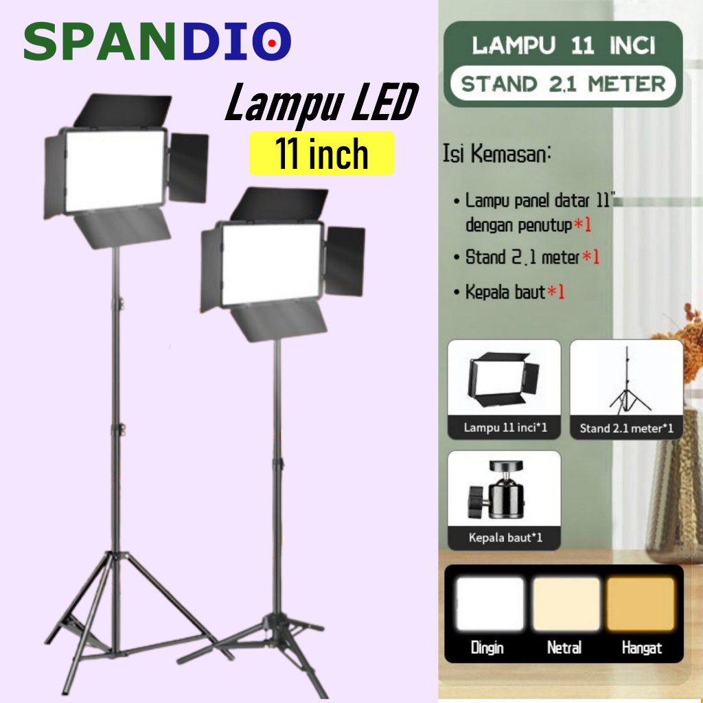 Jual Lampu LED Video Light 11" + Tripod Stand 200cm Live Streaming ...