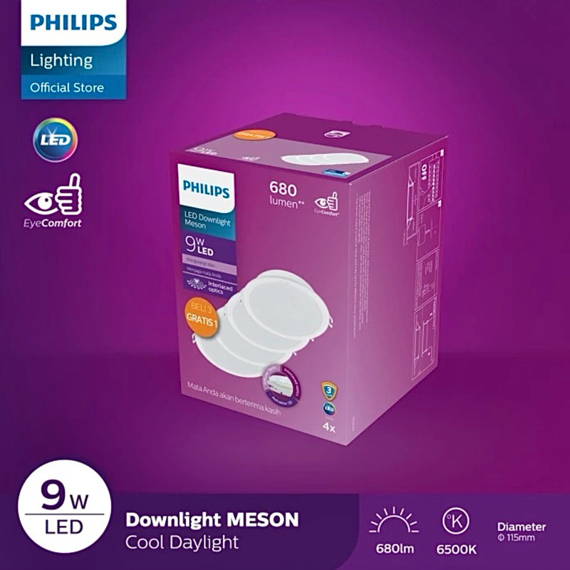 Jual PHILIPS Meson Multipack isi 4 bh 59449 - LED Downlight 9W 9Watt | Shopee Indonesia