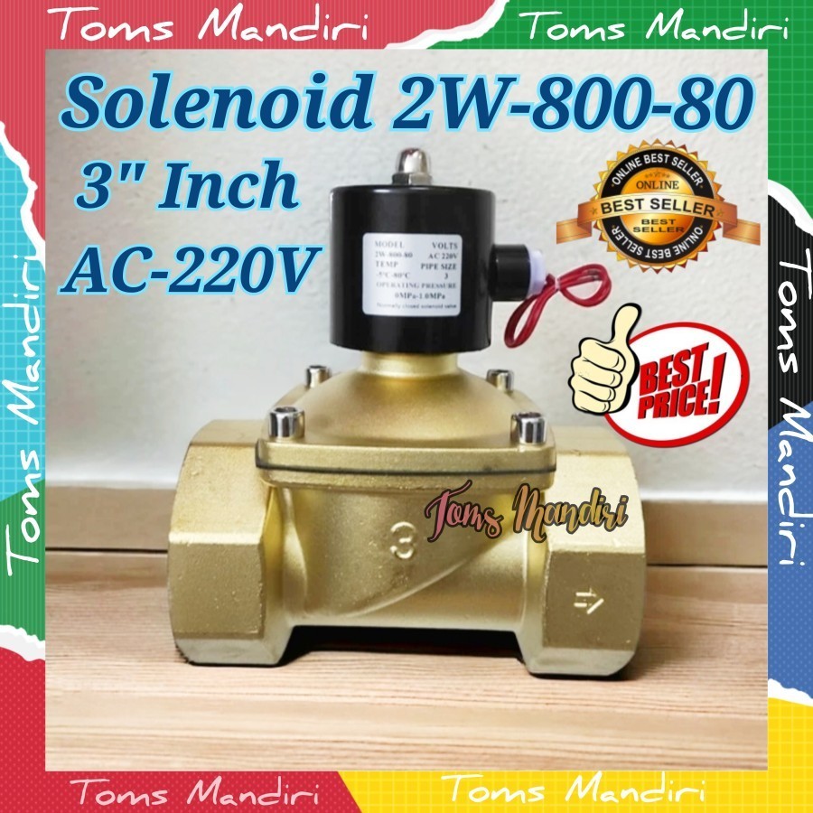 Jual Electric Selenoid Water Valve 3" Inch 220V Solenoid Kuningan 2W-800-80 NC | Shopee Indonesia