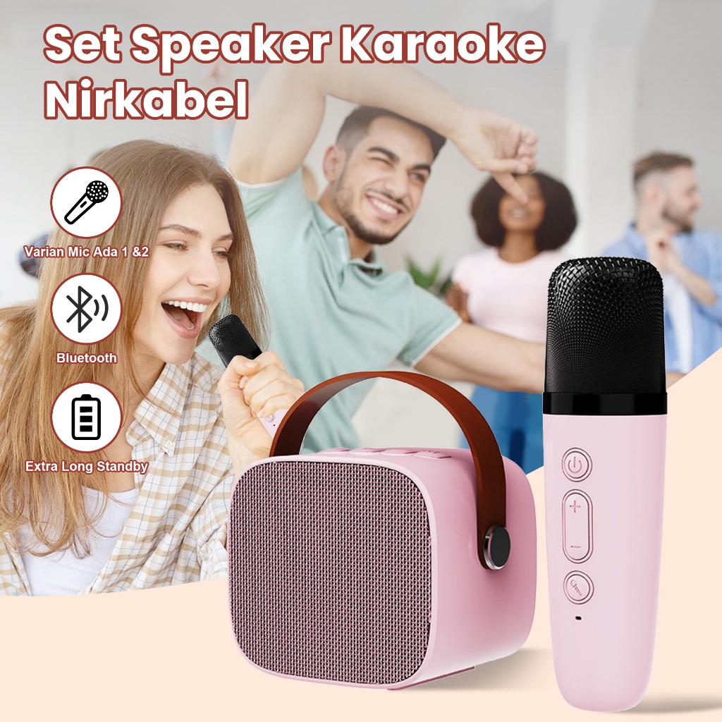 Jual Speaker Bluetooth Karaoke Set Mic Lucu Wireless Portable Bass ...