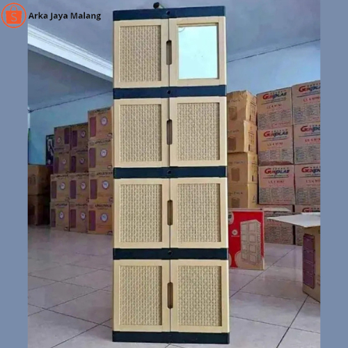 Jual Lemari Plastik Gunplas 4 susun rotan kaca full kunci | Shopee ...