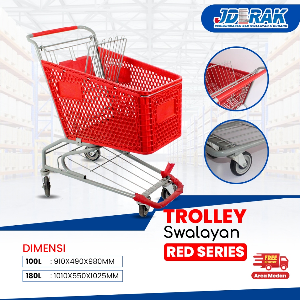 Jual Trolley Swalayan Red Series/Trolley Minimarket/ Swalayan ...
