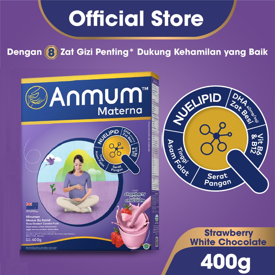 Jual Anmum Materna Susu Bubuk Strawberi White Chocolate 400g-Susu Ibu ...