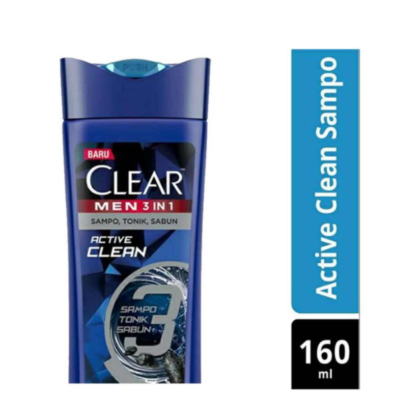 Jual Clear Men Shampoo 3 In 1 Active Clean 160Ml | Shopee Indonesia