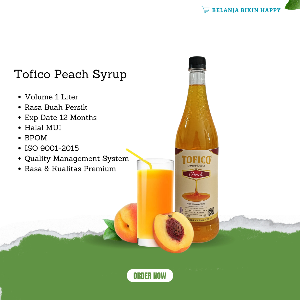 Jual Sirup Rasa Buah Persik 1000 ml / Tofico Peach Syrup 1L | Shopee ...