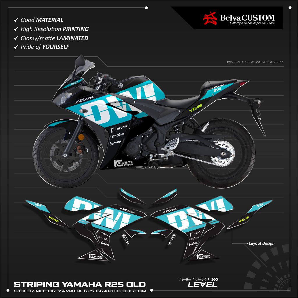 Jual STRIPING R25 GRAFIS CUSTOM / STIKER MOTOR YAMAHA R25 DESIGN CUSTOM ...