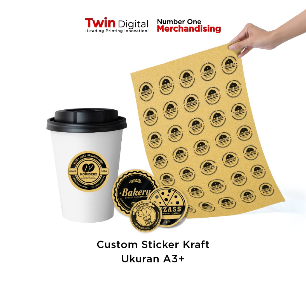 Jual Twindigital Custom Sticker Kraft / Cetak Segel Label Kemasan Cofee ...