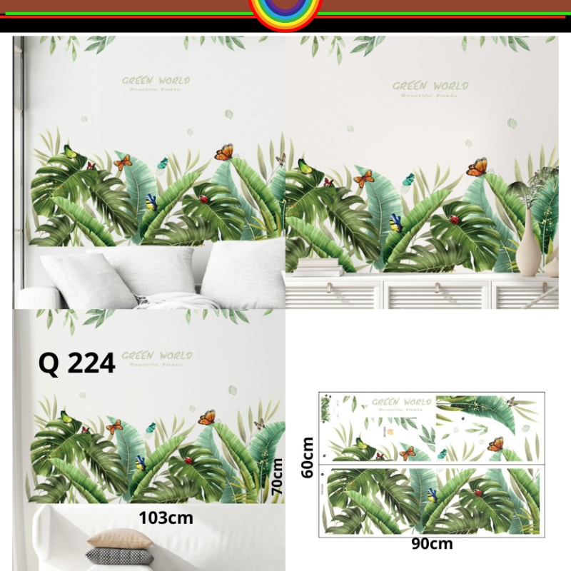 Jual Wallsticker Wall Sticker Stiker Setiker Dinding Motif Daun Hijau Tempelan Hiasan Minimalis ...