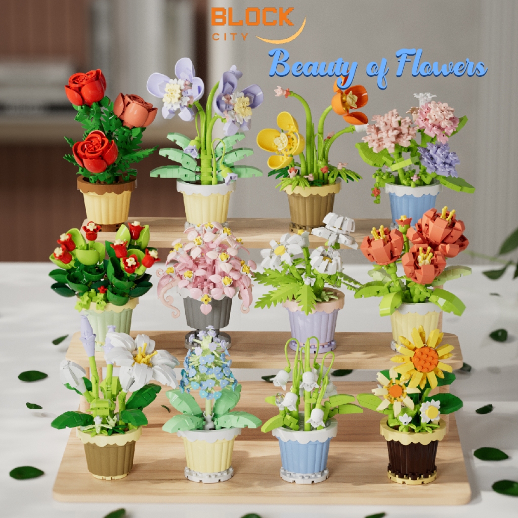 Jual BLOCK CITY - CLC Flower Pot puzzle block brick balok susun bunga ...