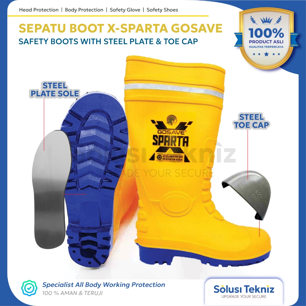 Jual Sepatu Boot Safety Proyek Ujung Bawah Besi Steel Toe Gosave X ...