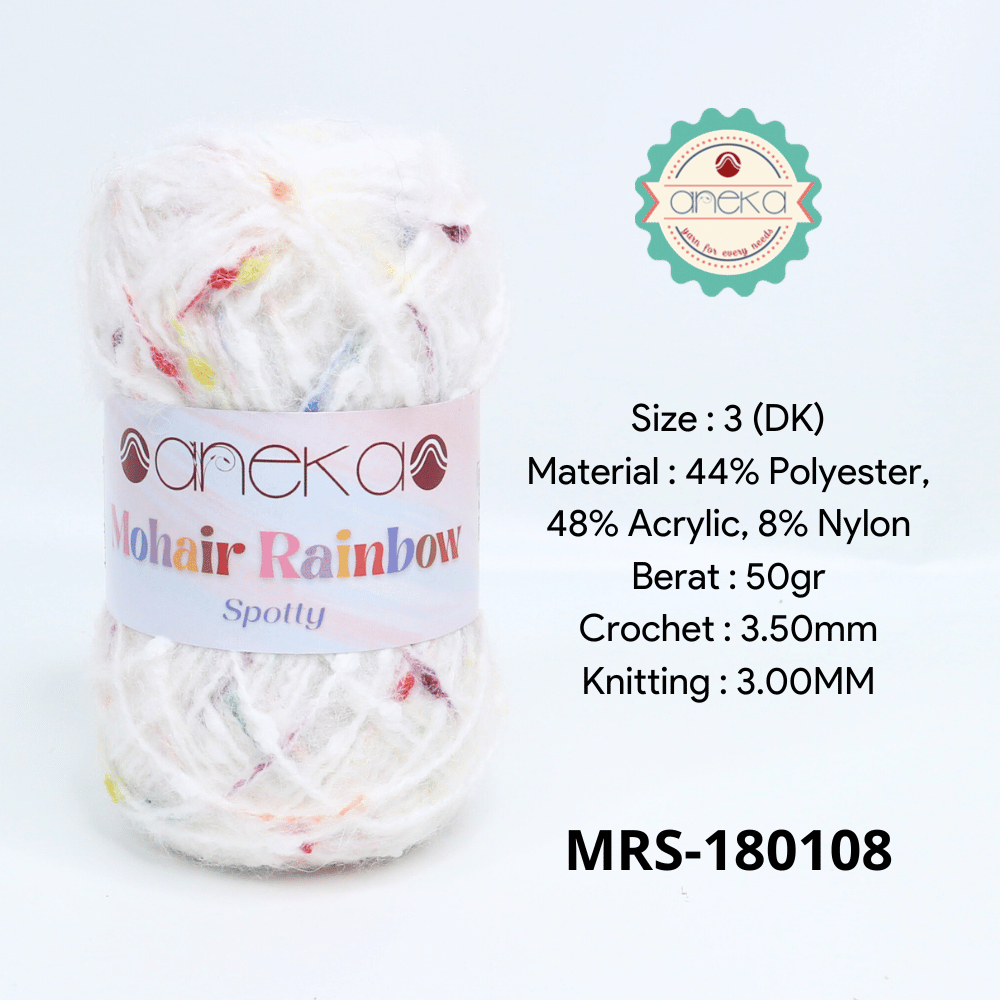Jual Benang Rajut Mohair Rainbow Spotty Yarn / Bintik Warna - 180108 ...