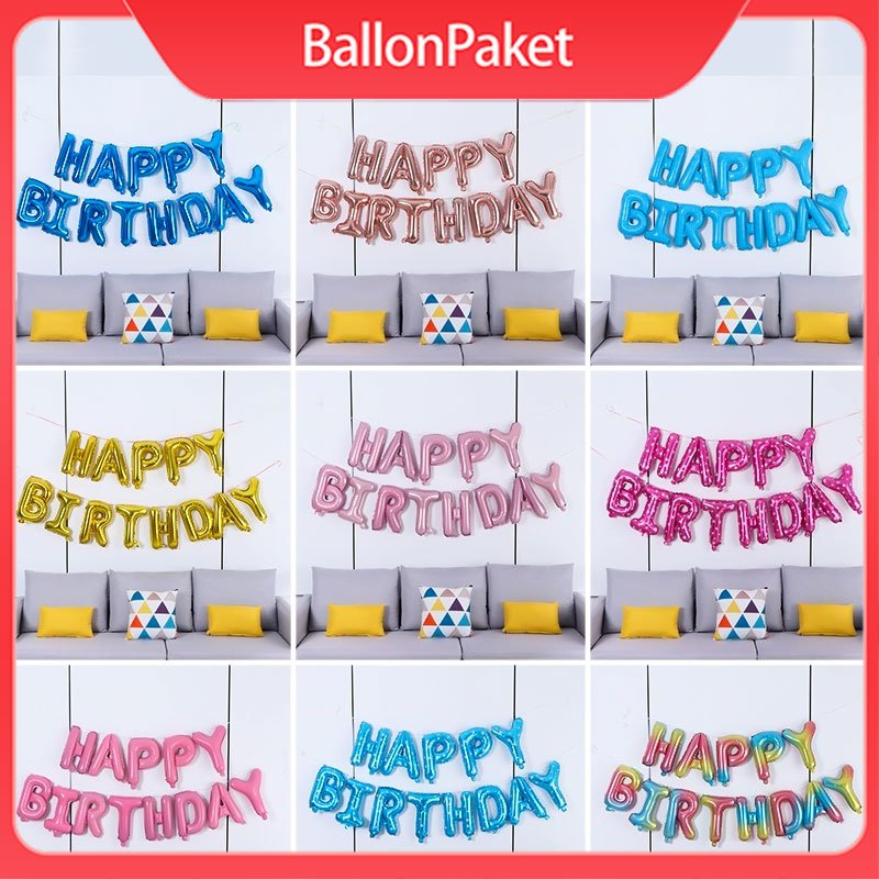 Jual Balon Paket Huruf Dekorasi Happy Birthday Ulang Tahun Warna Warni ...