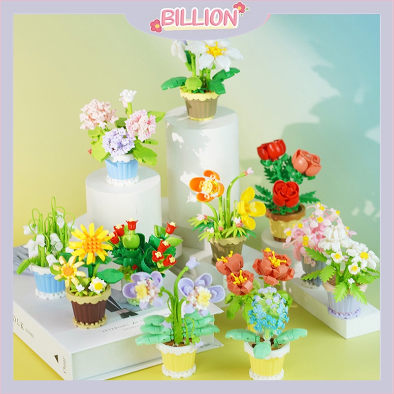 Jual BILLION Balok Bunga Buku Pot Bunga Nano Block Rakitan Bangunan ...
