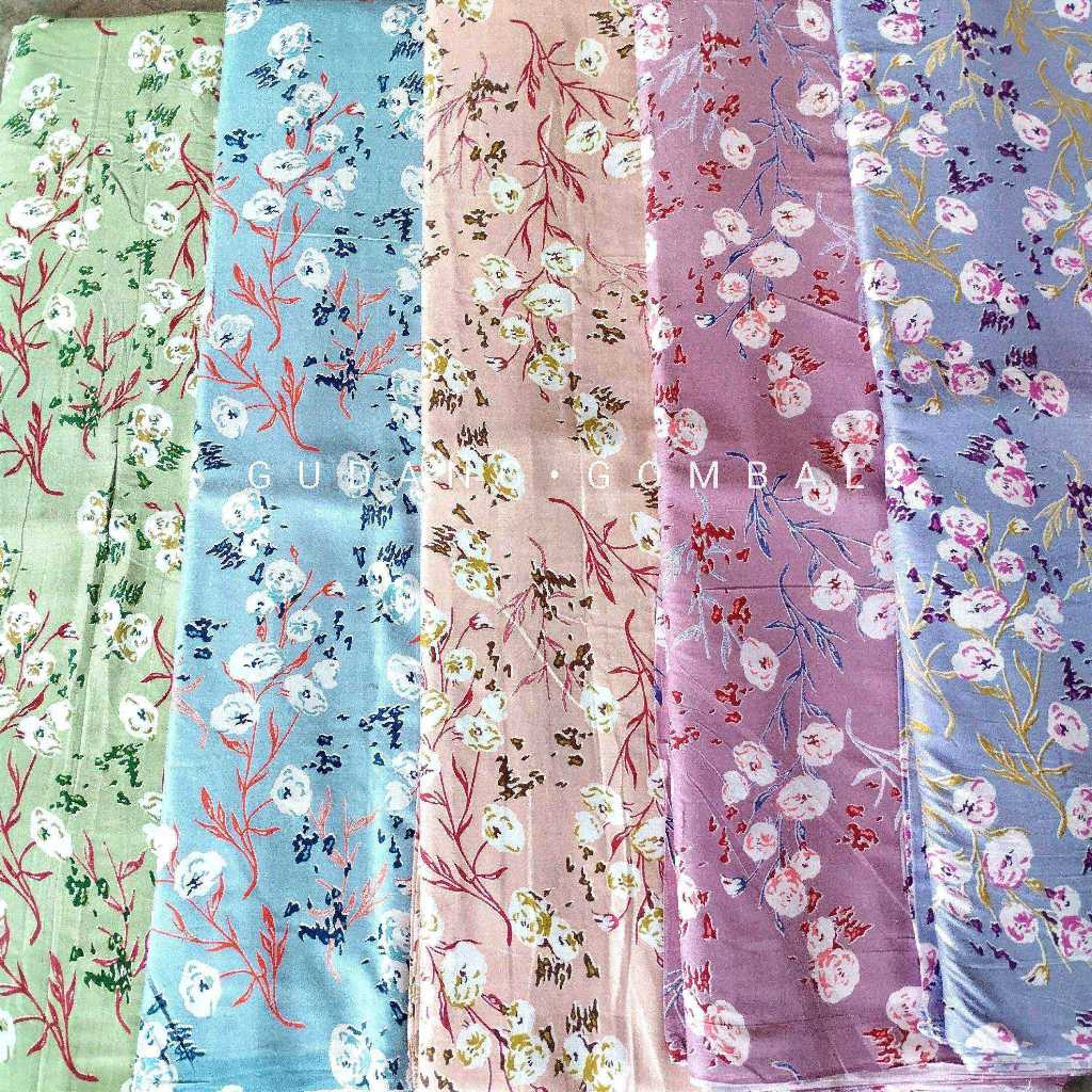 Jual Kain Rayon Motif Bunga Lembut Bahan Daster Mukena (harga per 0,5m ...
