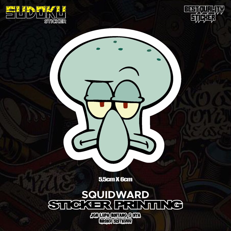 Jual STICKER STIKER PRINTING KEPALA SQUIDWARD KARTUN SPONGEBOB LUCU ...