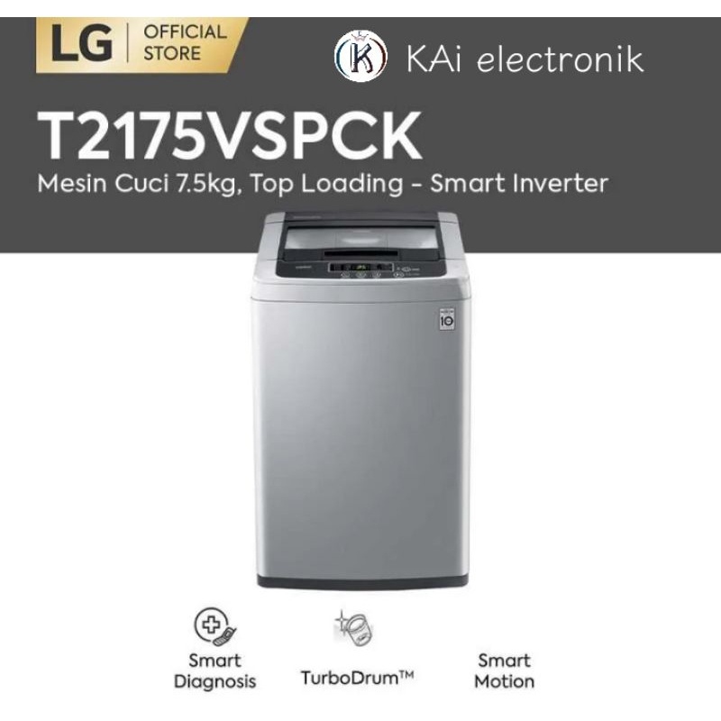 Jual mesin cuci top loading LG 7,5kg smart inverter T2175VSPCK | Shopee ...