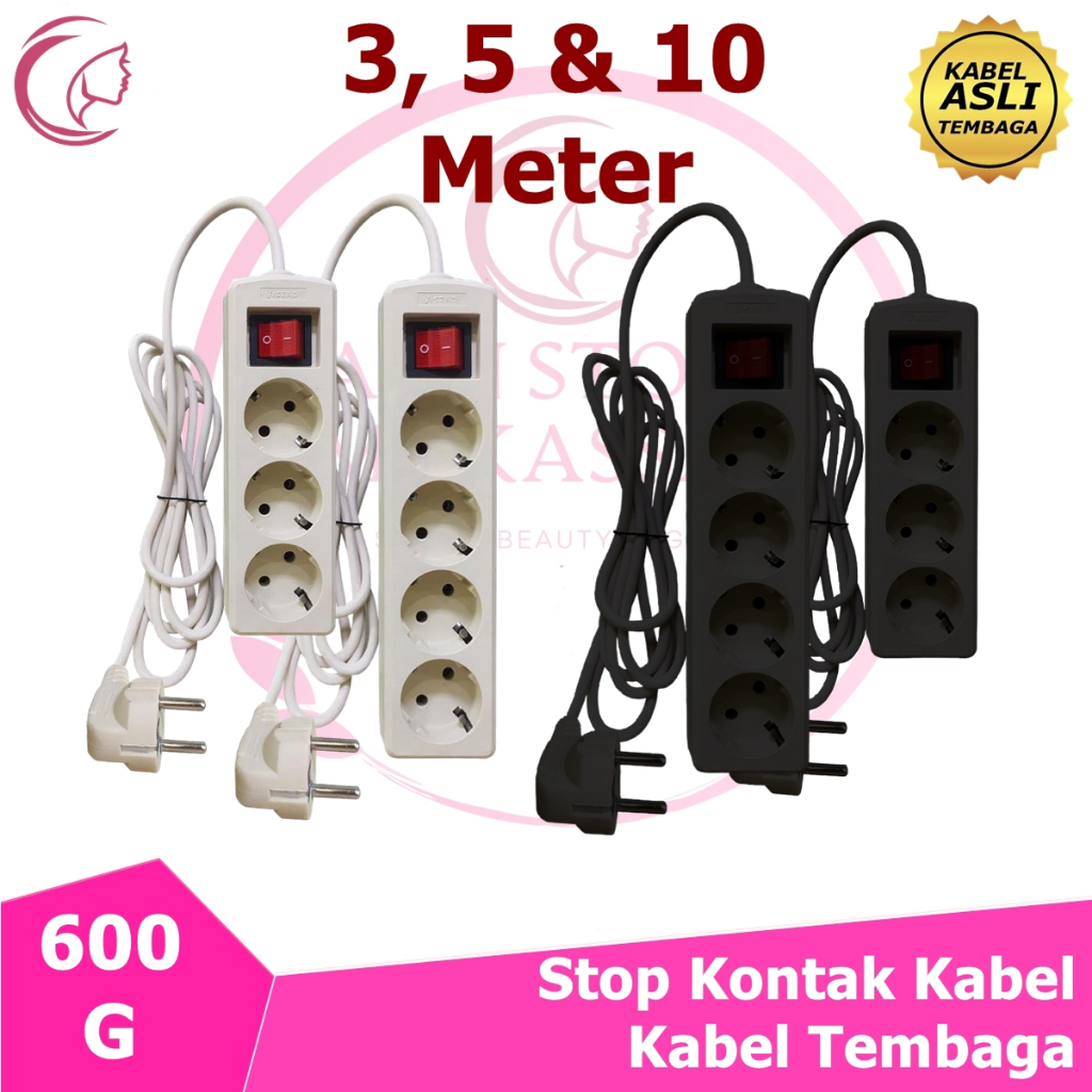 Jual Stop Kontak Kabel Terminal Kuningan Asli SNI 3 Meter 5 Meter 10 ...