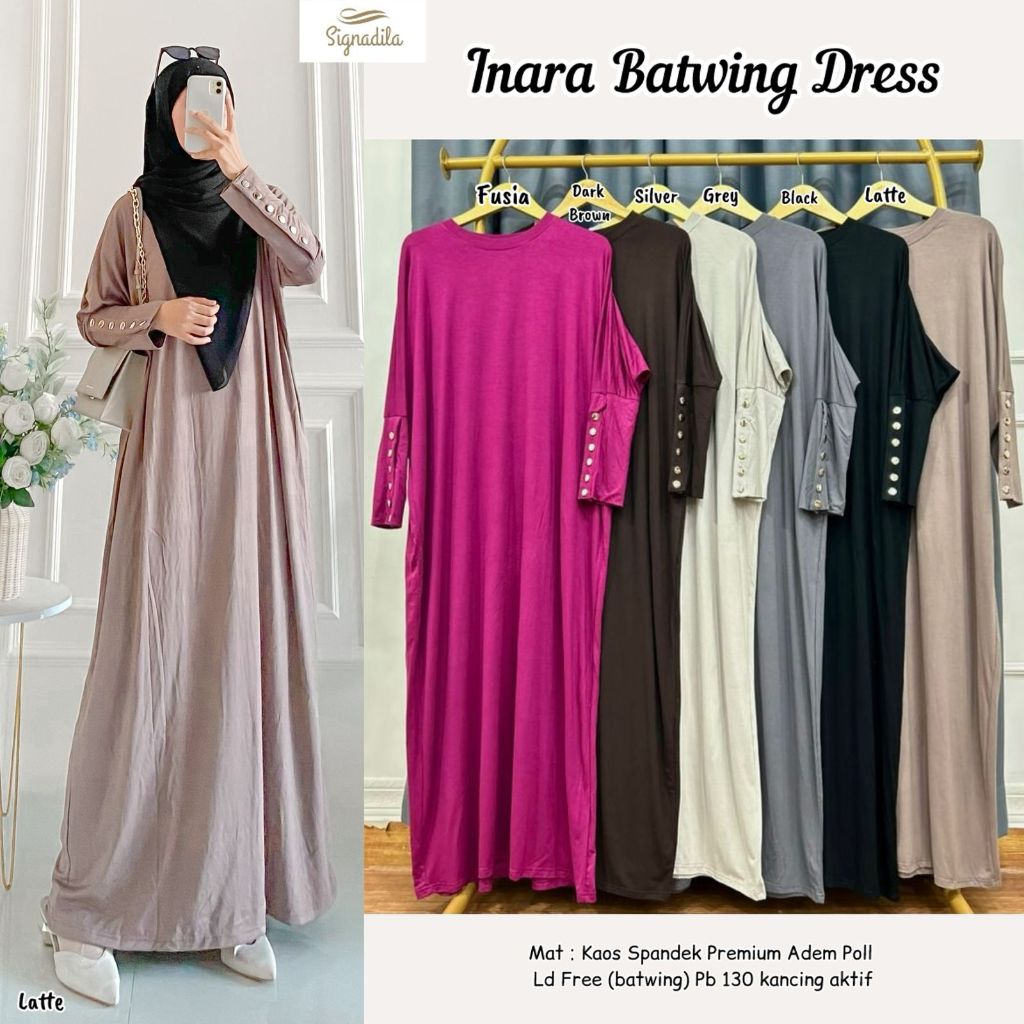 Jual INARA BATWING DRESS SIGNADILLA / MAXI BATWING WANITA BAHAN KASO SPANDEK PREMIUM | Shopee ...