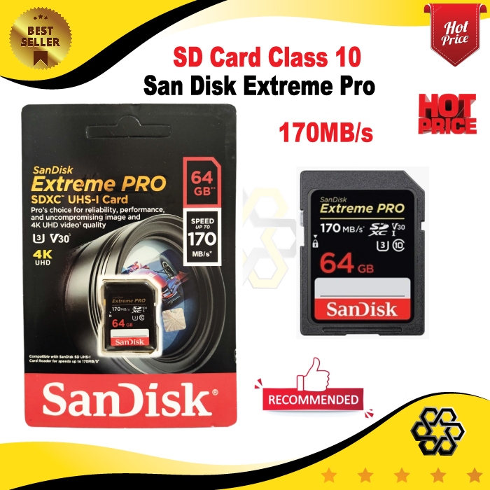 Jual San Disk 64GB Extreme Pro SDXC 170MB/s - Kartu Memory 64GB SD Card Ori | Shopee Indonesia
