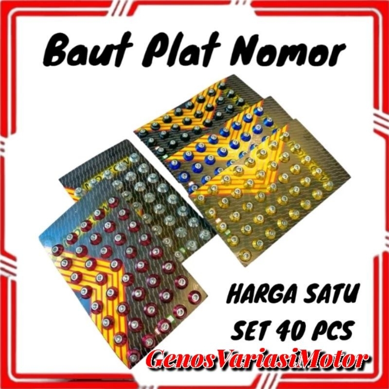 Jual Baut Plat Nomor Plus Ring Satu Set 40 Pcs Ukuran Baut 6mm / Baut L ...