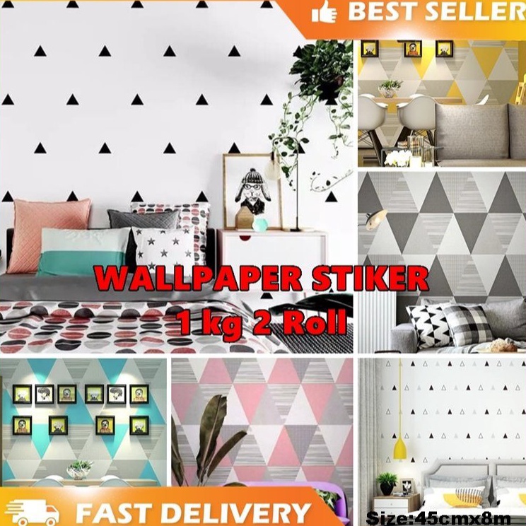 Jual On Trend WALLPAPER DINDING 45 CM X 1 M 95M STICKER SEGITIGA Segera ...