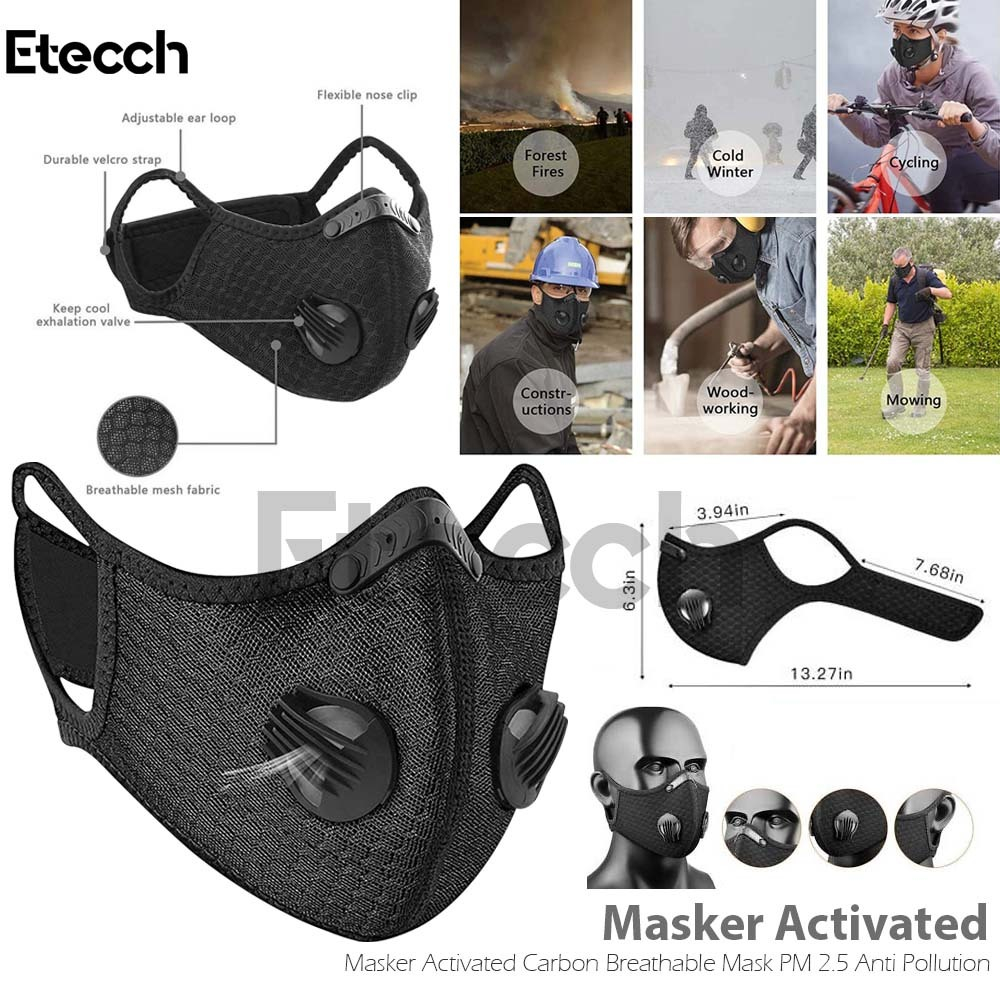 Jual Masker Activated Carbon Breathable Mask PM 2.5 Anti Pollution ...