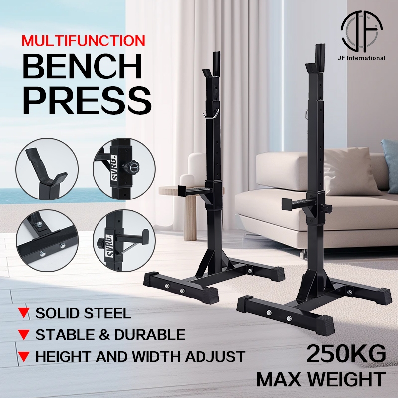 Jual Squat Stand Barbel Rack Adjustable Alat Fitness Gym Barbell Rak ...