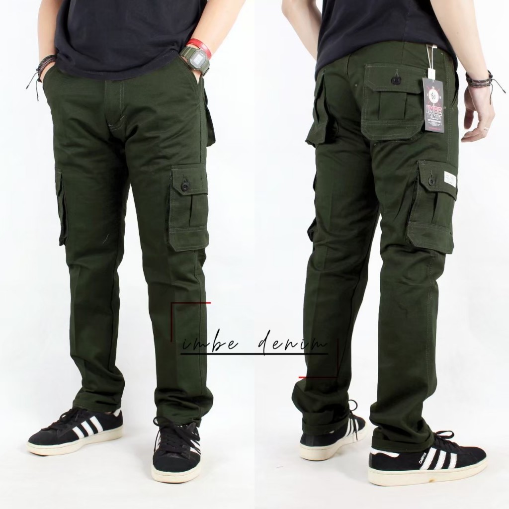 Jual Celana Cargo Panjang Pria Hijau Army Original Premium Strecth Long Cargo Pants Bahan ...