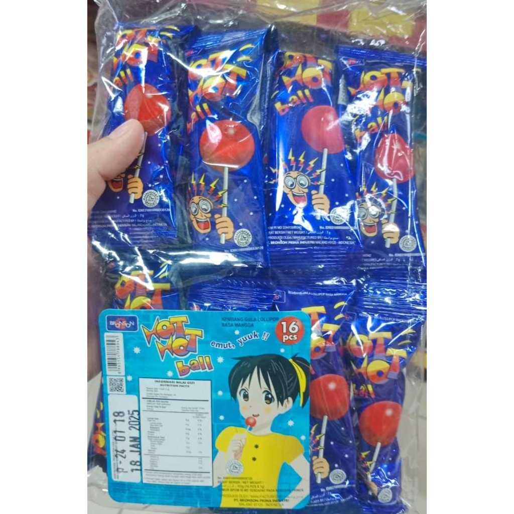 Jual PERMEN TANGKAI HOT HOT BALL/PER PACK/ISI 16PCS/CANDY/SUGAR ...