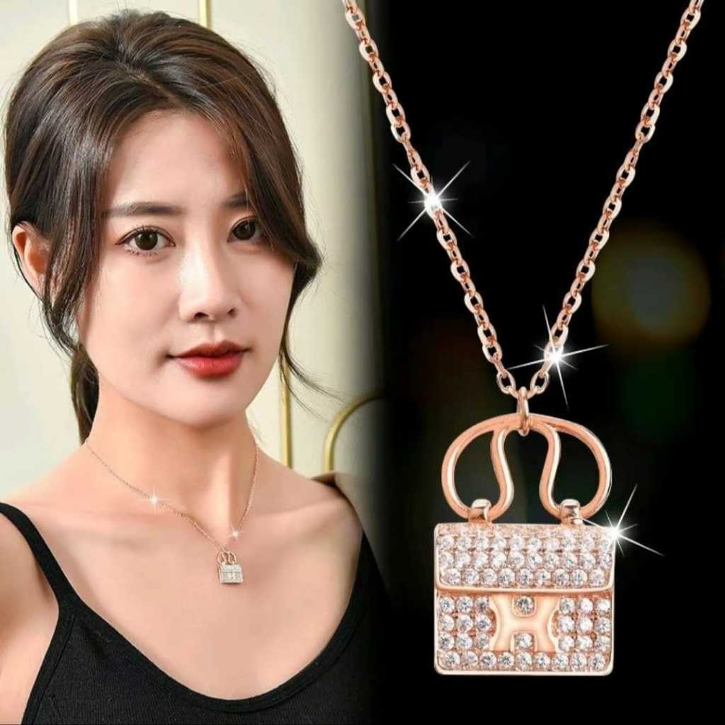 Jual Kalung Titanium Wanita Rantai Nuri Plus Liontin Tas Nikmir Viral ...