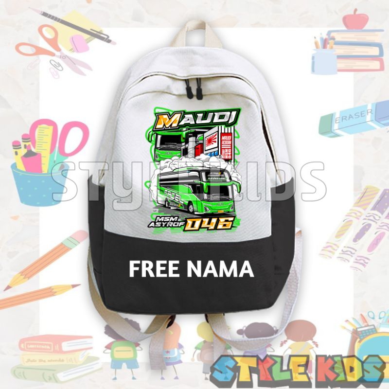 Jual (BISA COD) FREE NAMA Tas Ransel Anak Logo Maudi Msm Asyrof Bus ...