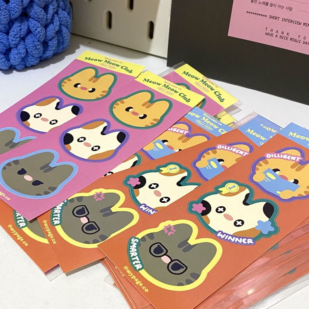 Jual MYPAGE Meow Meow Club Waterproof Sticker Sheet / Stiker Kiss Cut ...