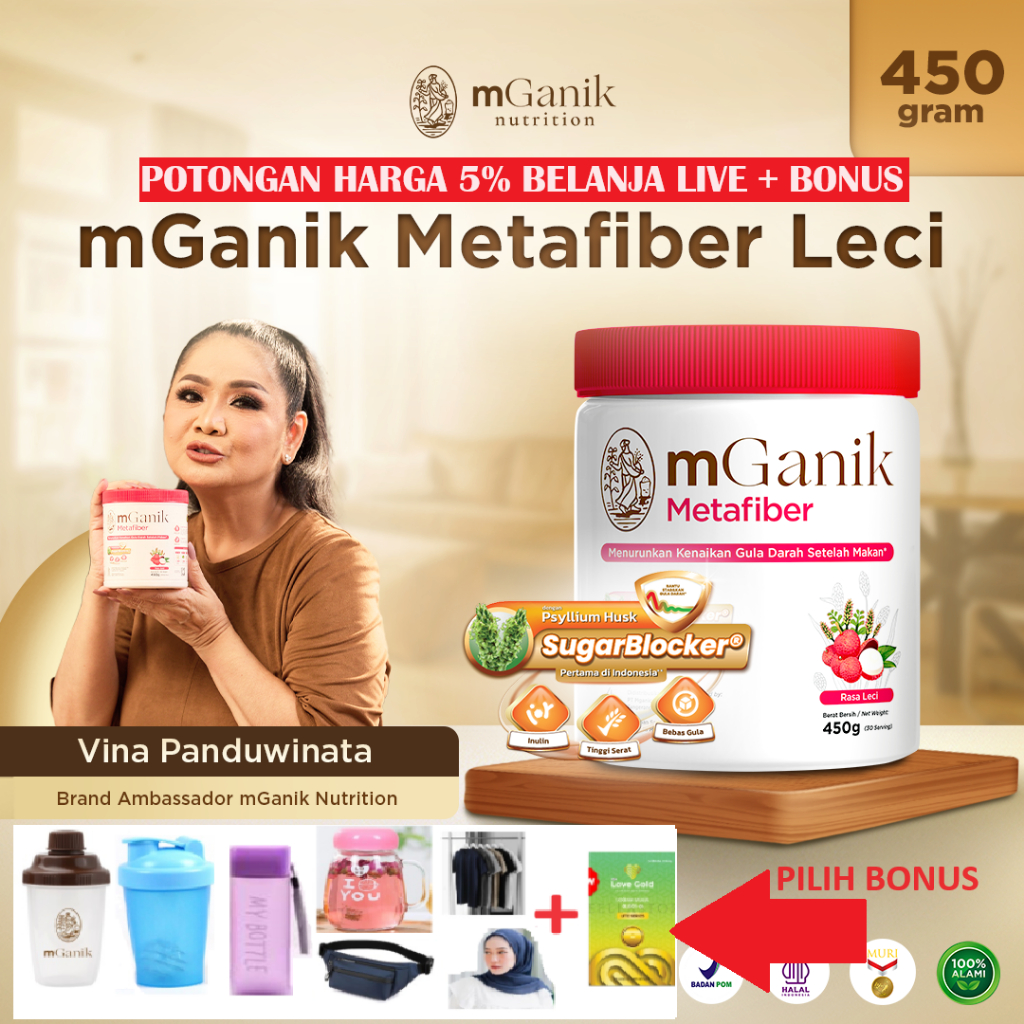 Jual mGanik Metafiber 450gr + Bonus - Suplemen Serat Diabetes Herbal ...