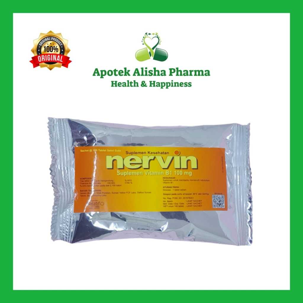 Jual Nervin Tablet (Pack 100tablet) - Nerfin Vitamin B1 / Nerpin Kaplet ...
