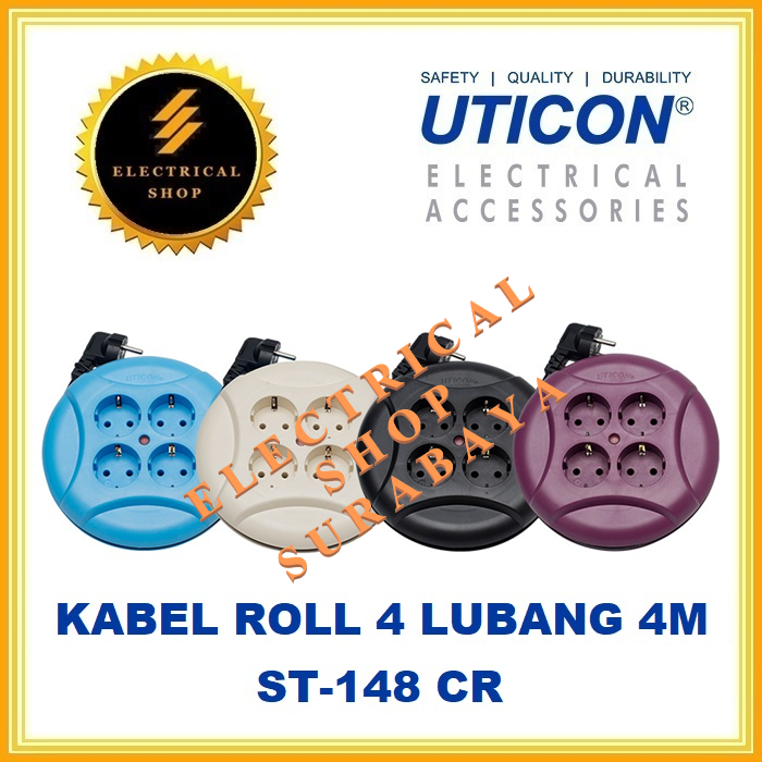 Jual UTICON KABEL ROLL UFO 4M ST-148CR (GROSIR) HITAM BIRU CREAM GADING ...